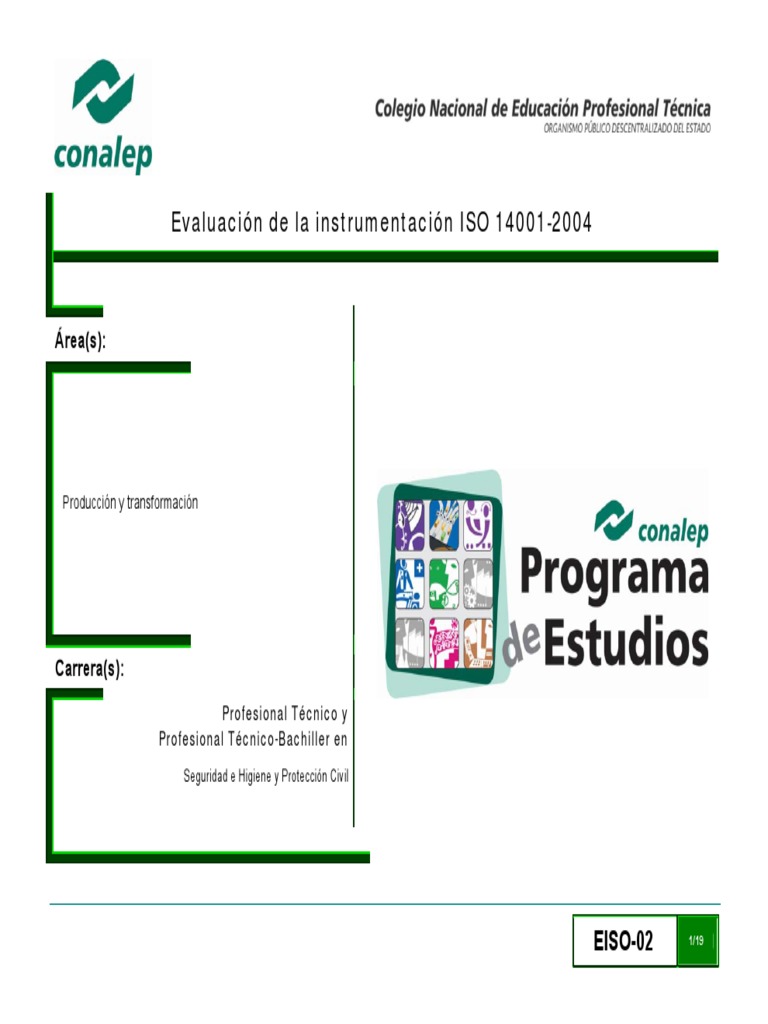Evaluación de La Instrumentación ISO 14001-2004: Área(s) | Descargar gratis PDF | Plan de ...