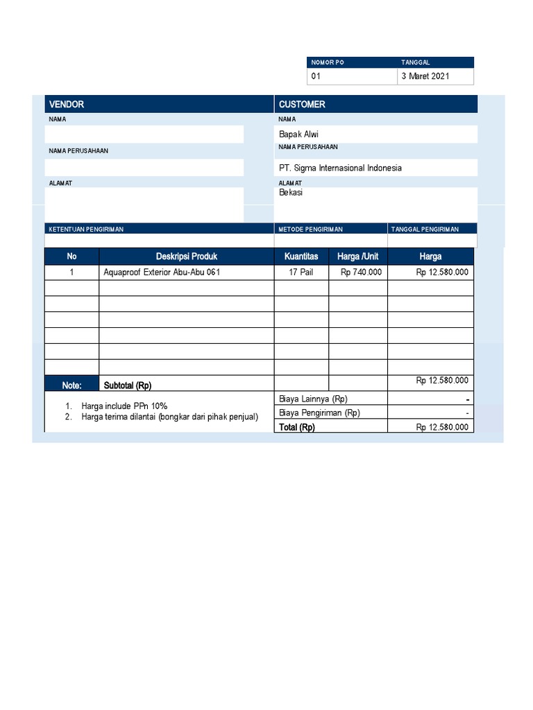 Contoh Purchase Order | PDF