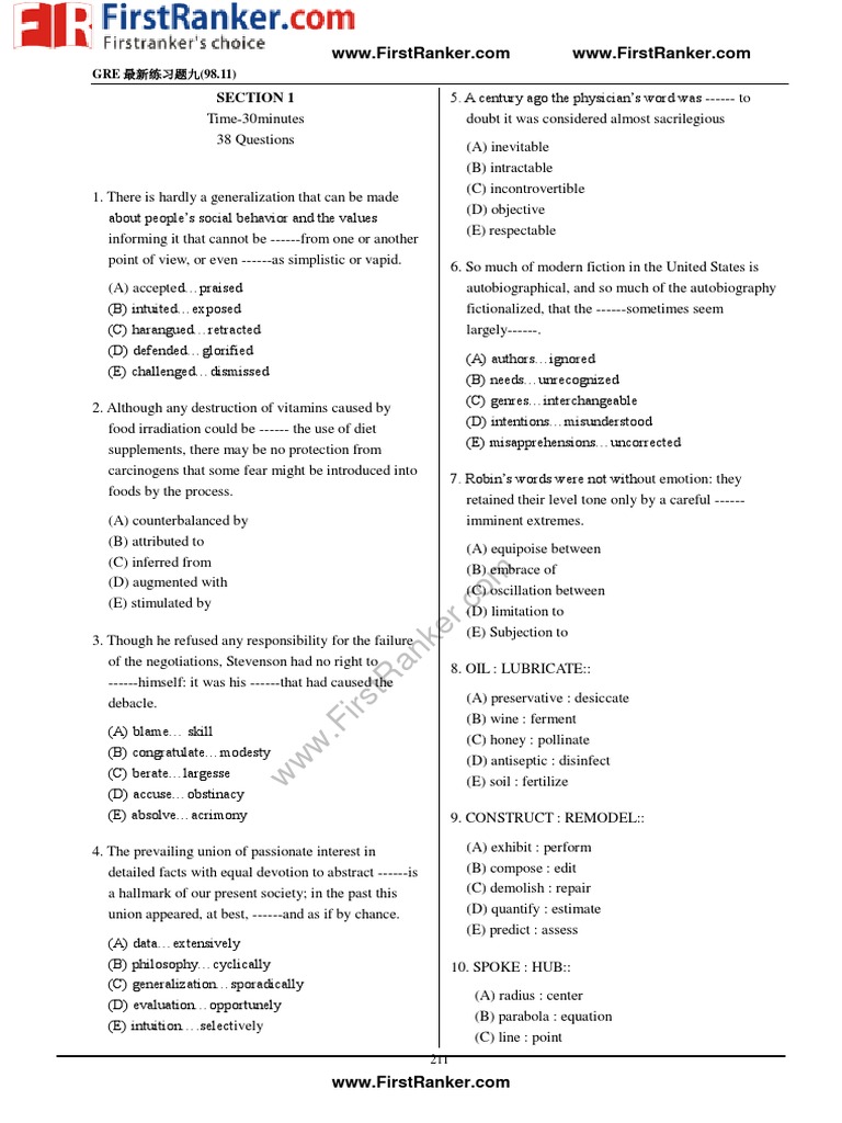 GRE - 2010 2019 - GRE 2018 Sample Question Paper 9 | PDF | Endangered ...