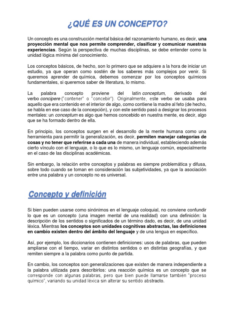Definición y Formación de Conceptos | PDF | Concepto | Palabra