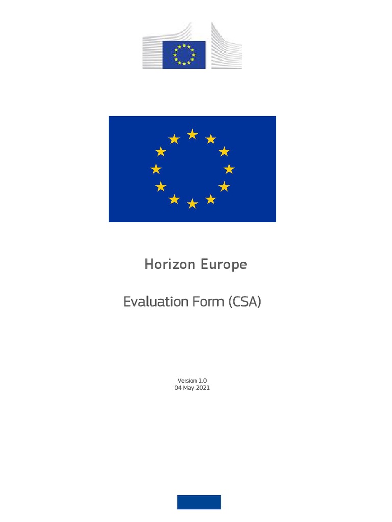 Horizon Europe Evaluation Form (CSA) | PDF | Evaluation | Business