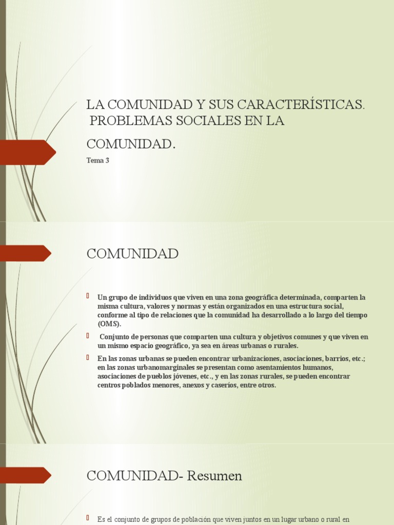 LA COMUNIDAD Y SUS CARACTERÍSTICAS | PDF | Promoción de la salud ...