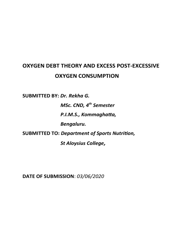 Understanding Oxygen Debt and Recovery | PDF | Muscle | Cellular ...