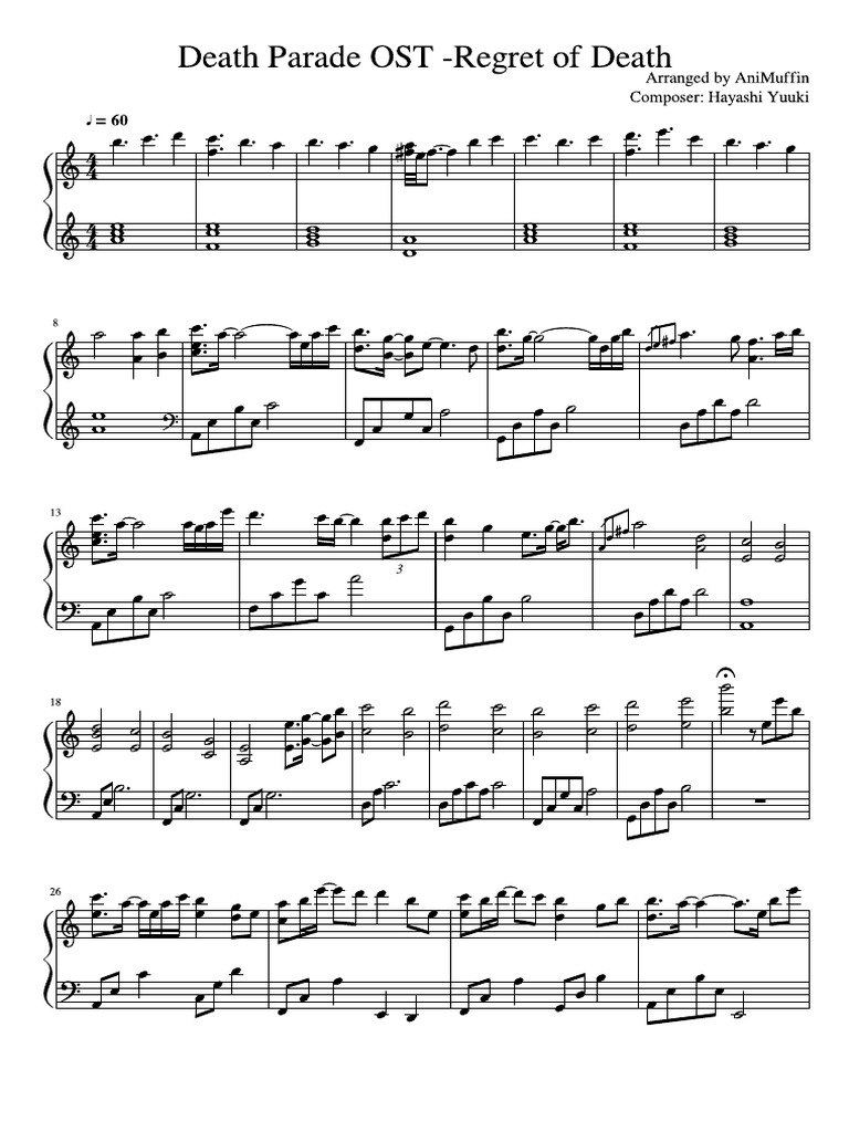 Death Parade OST - Regret of Death | PDF