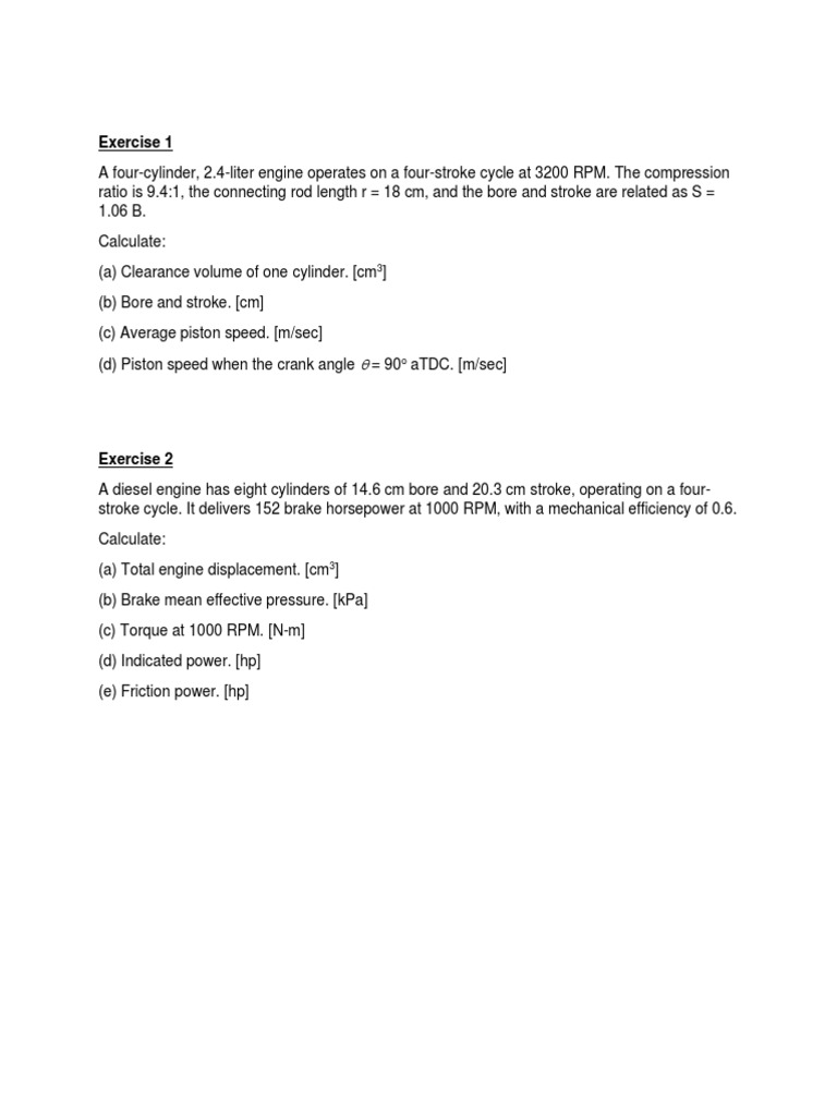 ICE All Exercises | PDF | Diesel Engine | Fuel Injection