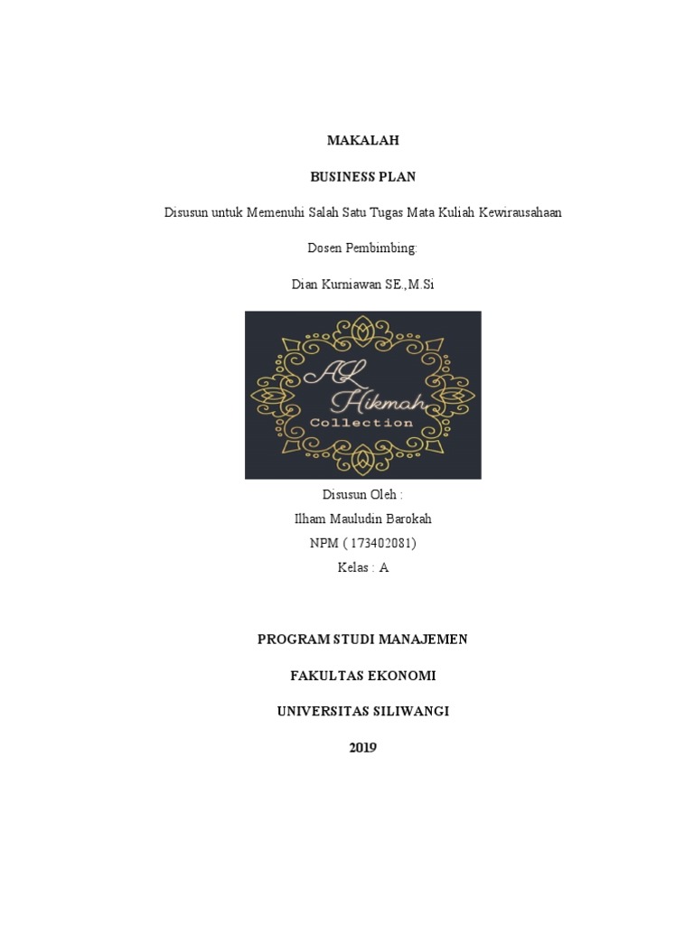 Contoh Tugas Kuliah Bisnis Plan | PDF