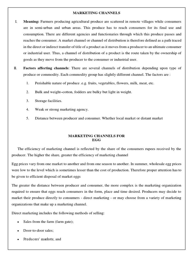 Marketing Channels of Egg and Poultry | PDF | Retail | Sales