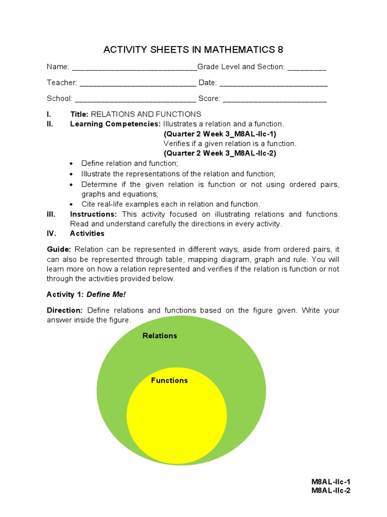 Relations And Functions Pdf Function Mathematics Mathematics