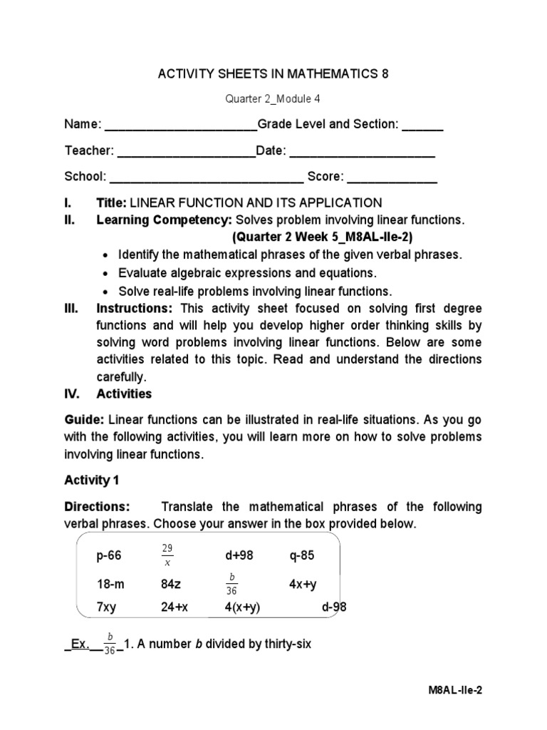 9.linear Functions and Its Application | PDF | Linearity | Function (Mathematics)