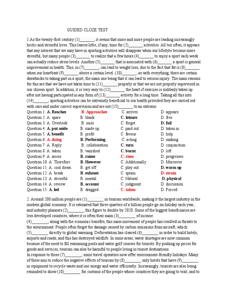 Guided Cloze Test | PDF | Whaling | Dionysus