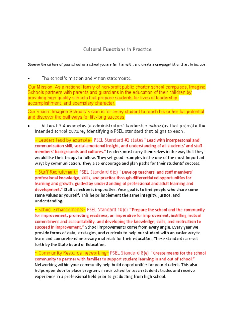 Cultural Functions in Practice | PDF | Schools | Teachers