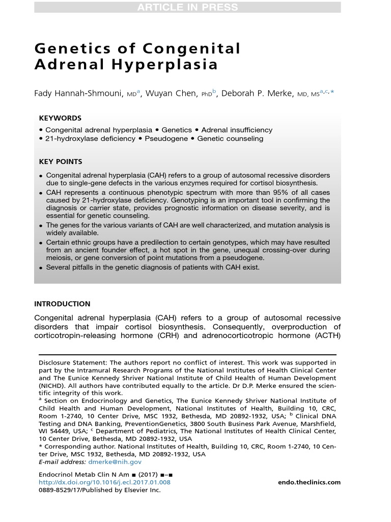 Genetics of Congenital Adrenal Hyperplasia | PDF | Adrenal Gland | Gene