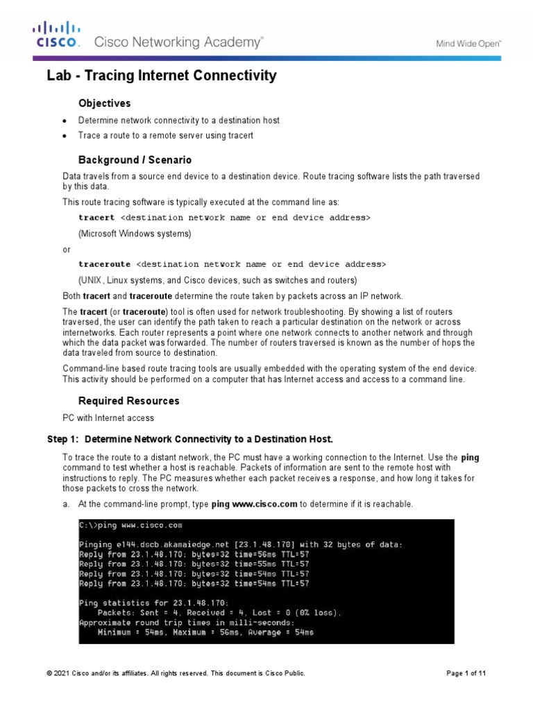 Jawaban - 1.3.2.4 Lab - Tracing Internet Connectivity | PDF | Computer ...