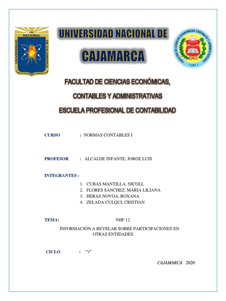 Informe Niif 12 | PDF | normas internacionales de INFORMACION ...