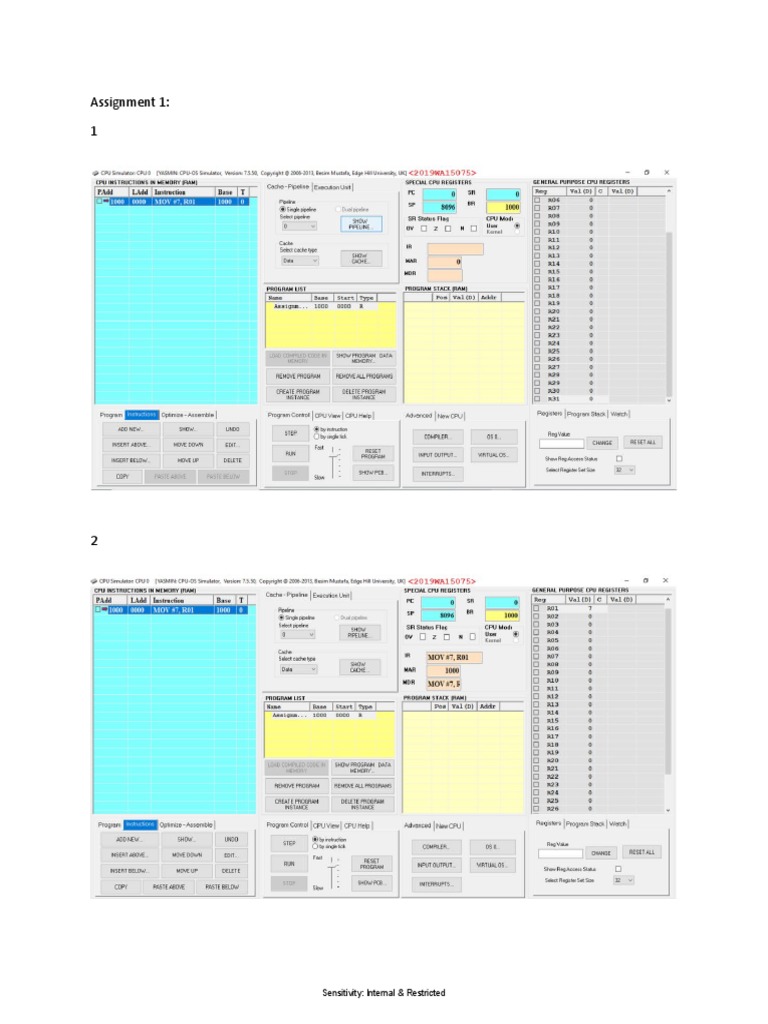 Assignment 1: 1: Sensitivity: Internal & Restricted | PDF | Central Processing Unit | Computer ...