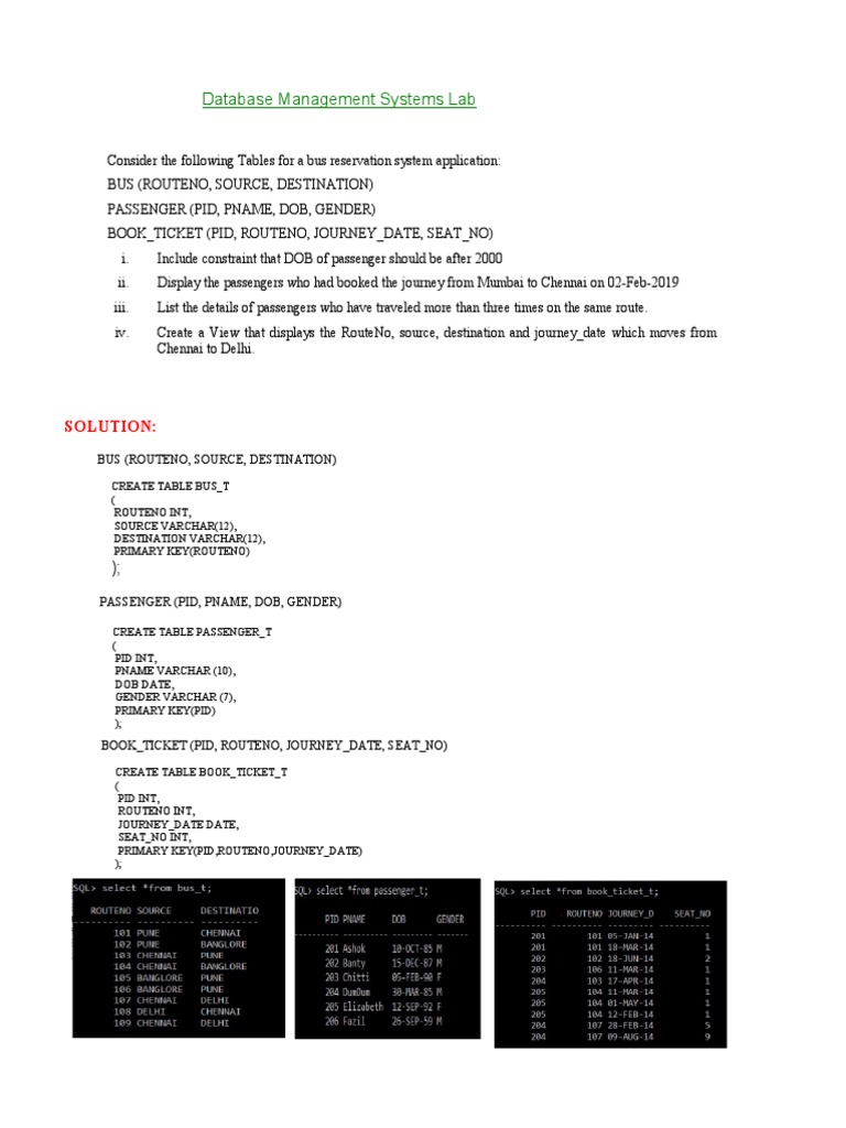 Database Management Systems Lab: Solution | PDF | Data Management ...