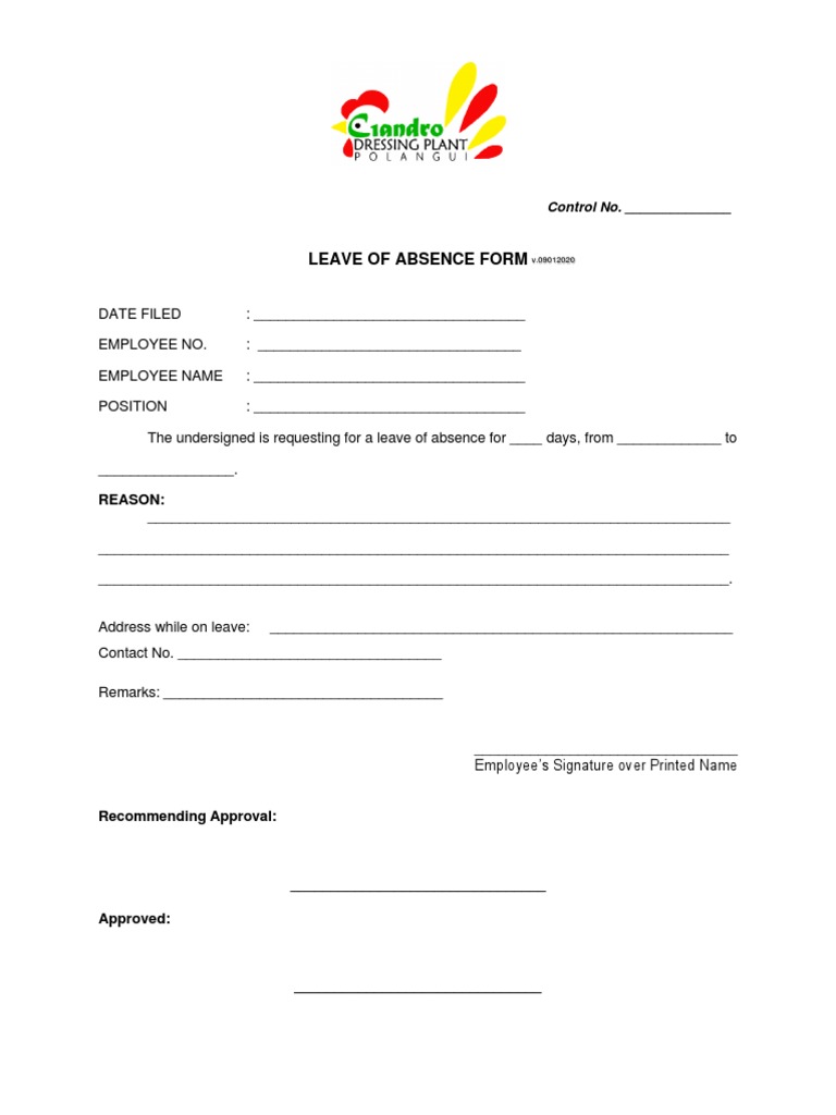 Leave of Absence Form v09012020 | PDF | Finance & Money Management