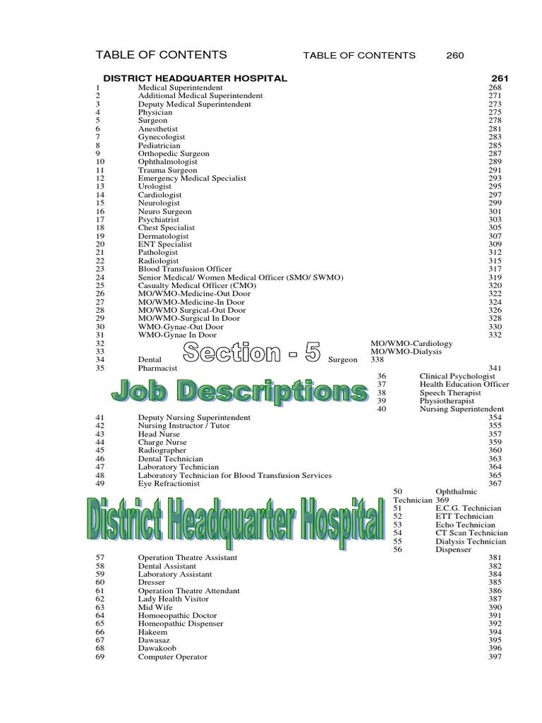 Job Descriptions | PDF | Medicine | Hospital