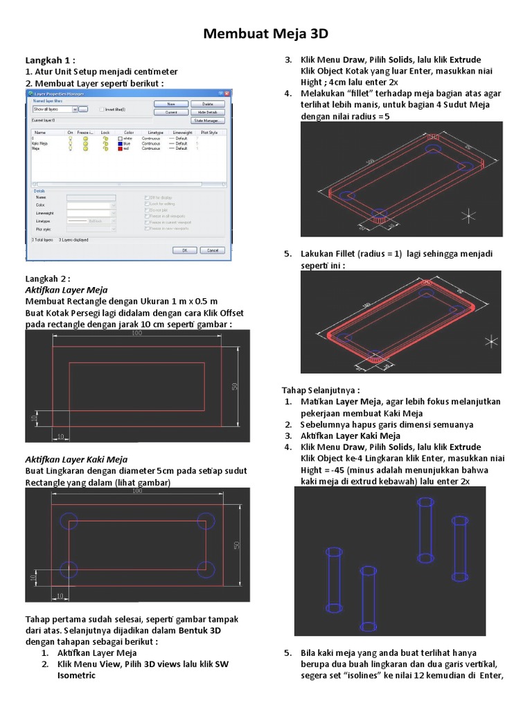 Membuat Meja 3D | PDF
