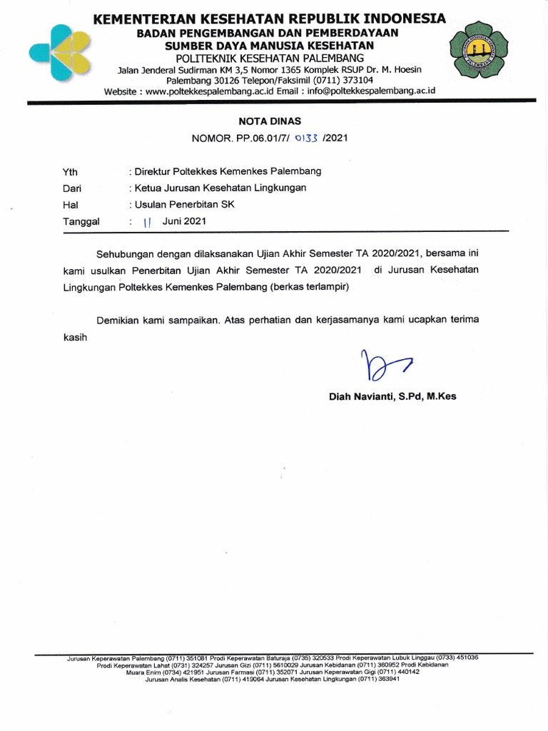 Usulan SK Uas Genap d3 Sanitasi Ta 2020-2021 | PDF