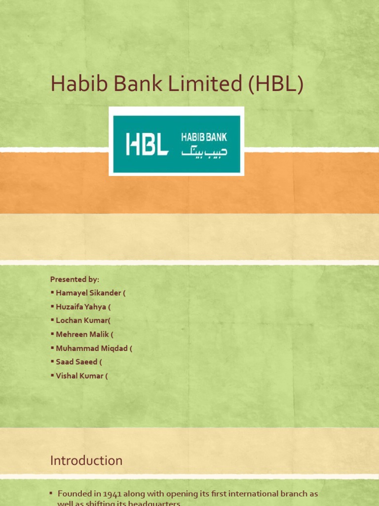 Habib Bank Limited (HBL) PPT | PDF | Business | Finance & Money Management