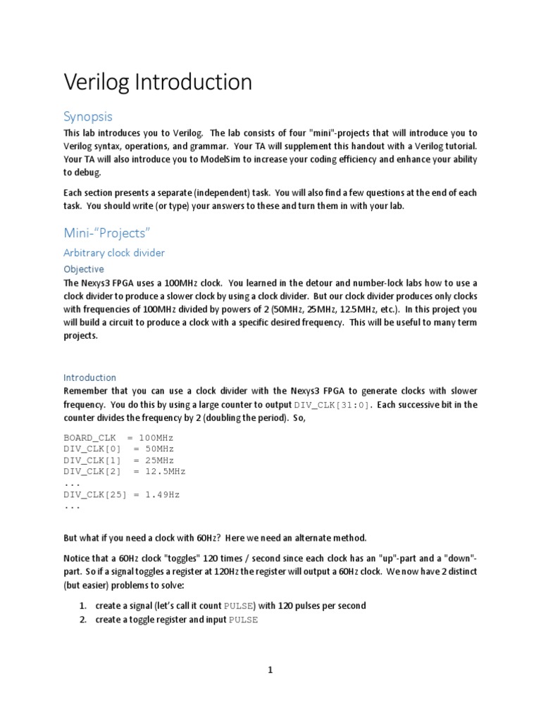 Verilog Introduction | PDF | Computer File | Computing