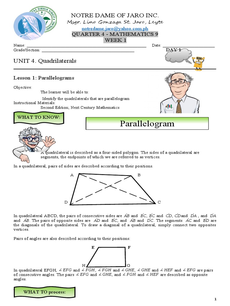 Parallelogram: Notre Dame of Jaro Inc | Download Free PDF | Geometric ...