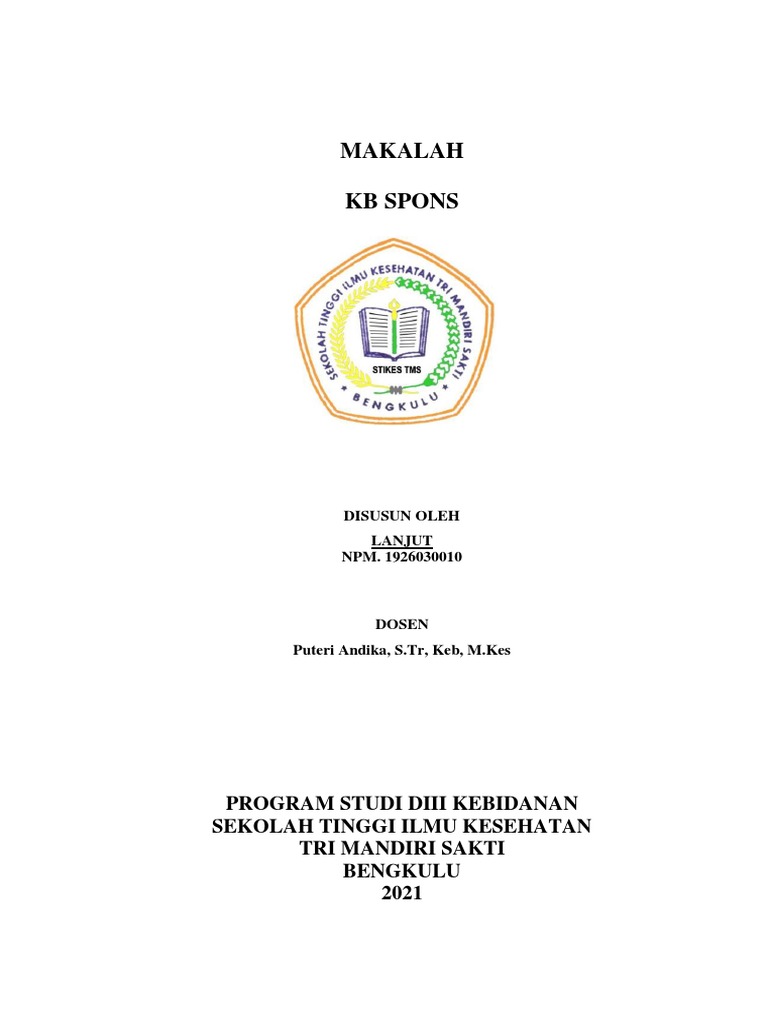 Makalah KB Spons - Lanjut | PDF | Karier & Perkembangan | Kesehatan Holistik