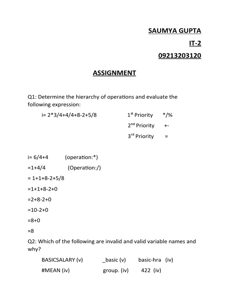Saumya Gupta IT-2 09213203120 Assignment | PDF | Computer Engineering ...