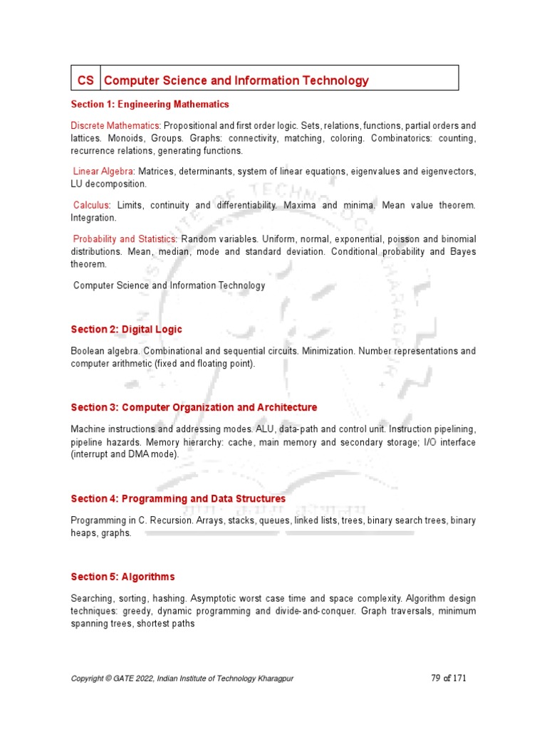 Cs Gate Syllabus | PDF | Internet Protocol Suite | Computer Science