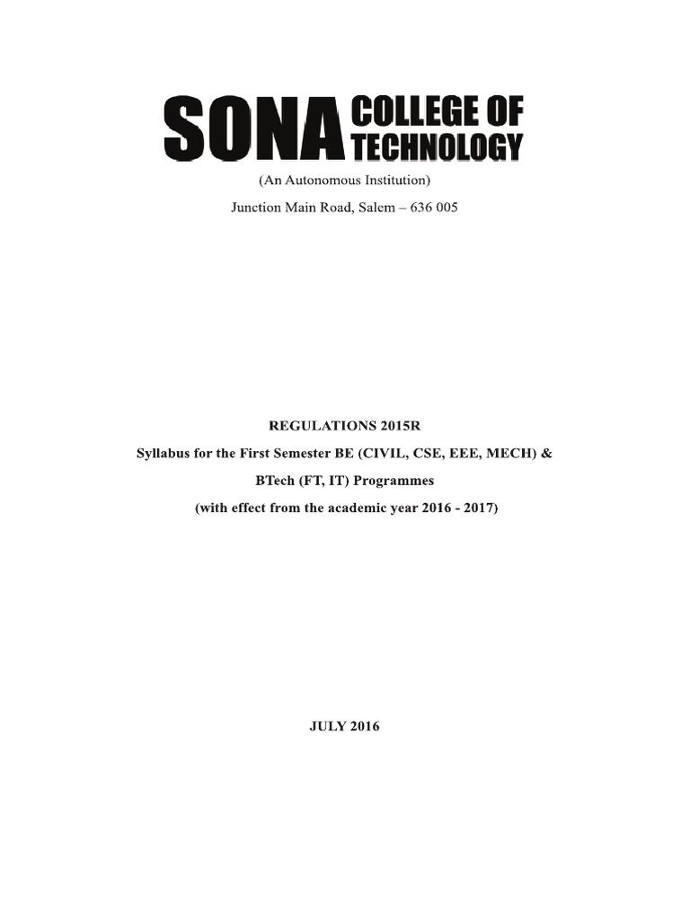 SONA First-Year-I-Sem-Syllabus | PDF | Integral | Electrochemistry