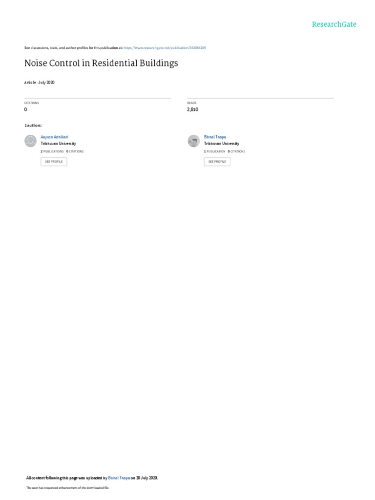 Noise Control in Residential Buildings: July 2020 | PDF | Sound | Acoustics