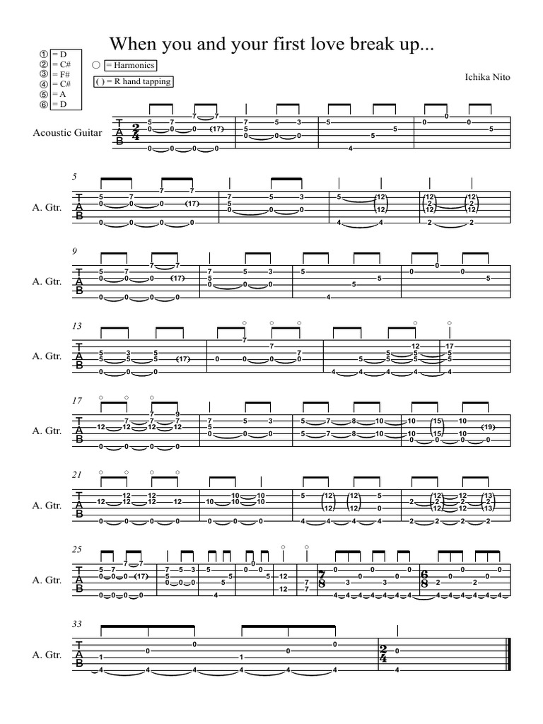 First Love Guitar Tabs and Techniques | PDF | Music Technology | Guitar ...