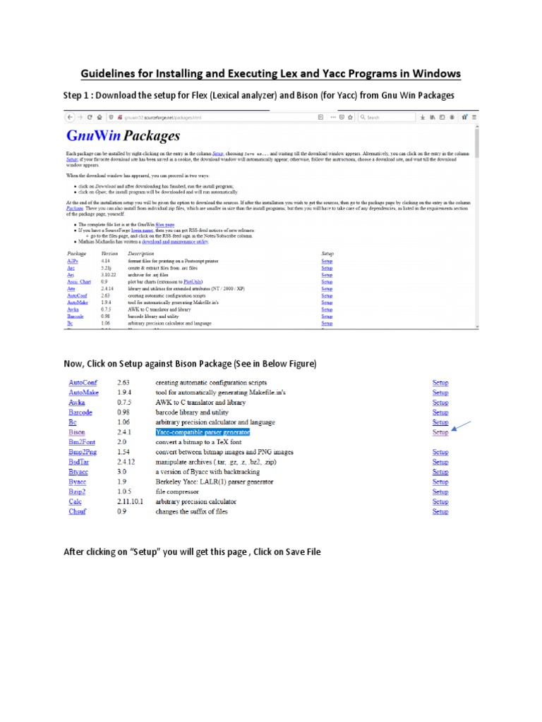 Guidelines For Installing and Executing Lex and Yacc Programs in ...