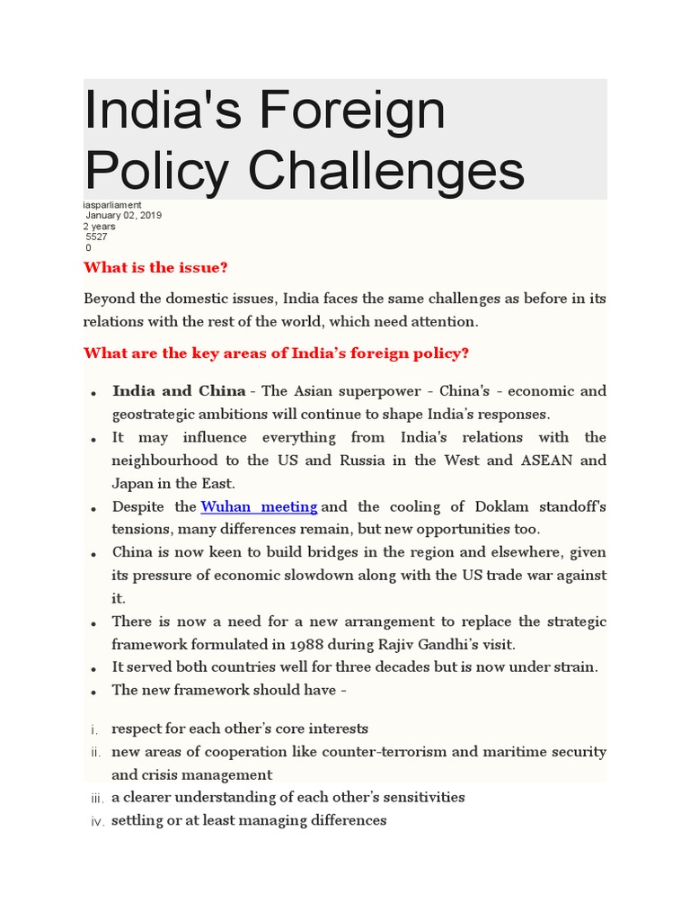 India's Foreign Policy Challenges: What Is The Issue? | PDF | Taliban ...