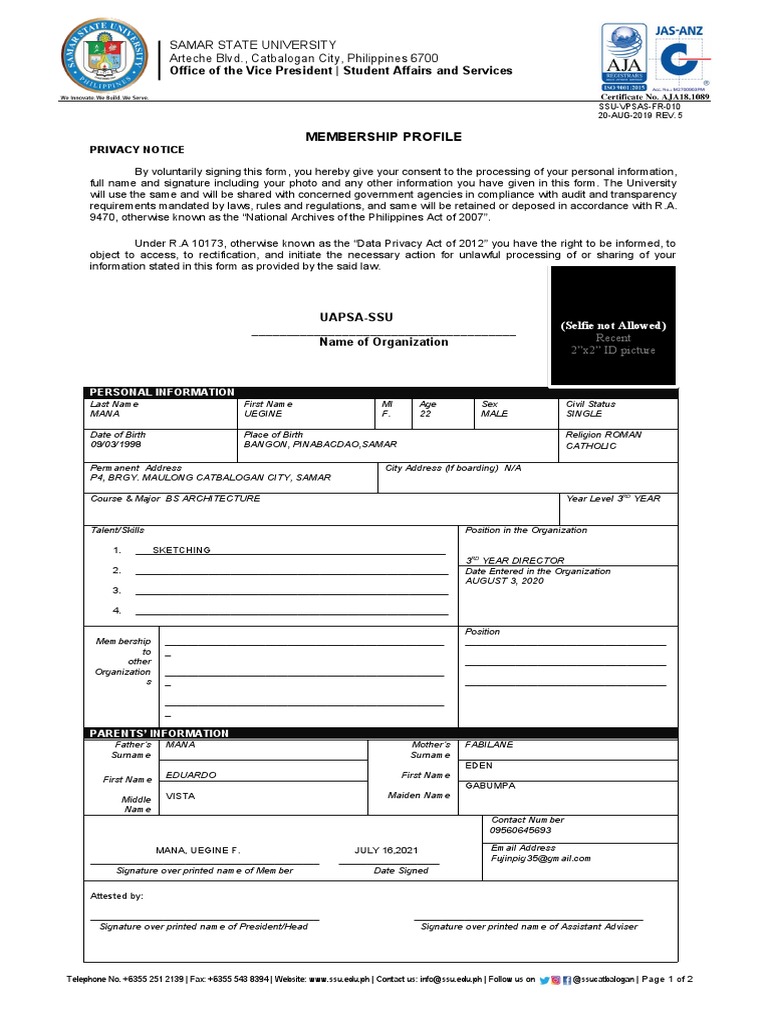 SSU Membership Profile | PDF | Information Governance | Human Rights