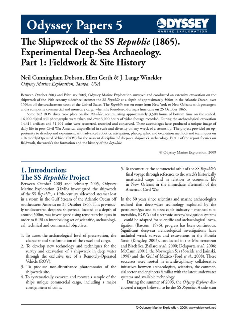 Odyssey Papers 05 - The Shipwreck of The SS Republic (1865 ...