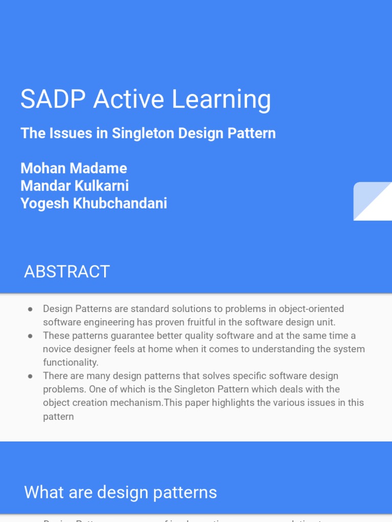 SADP Active Learning | PDF | Class (Computer Programming) | Software Design Pattern