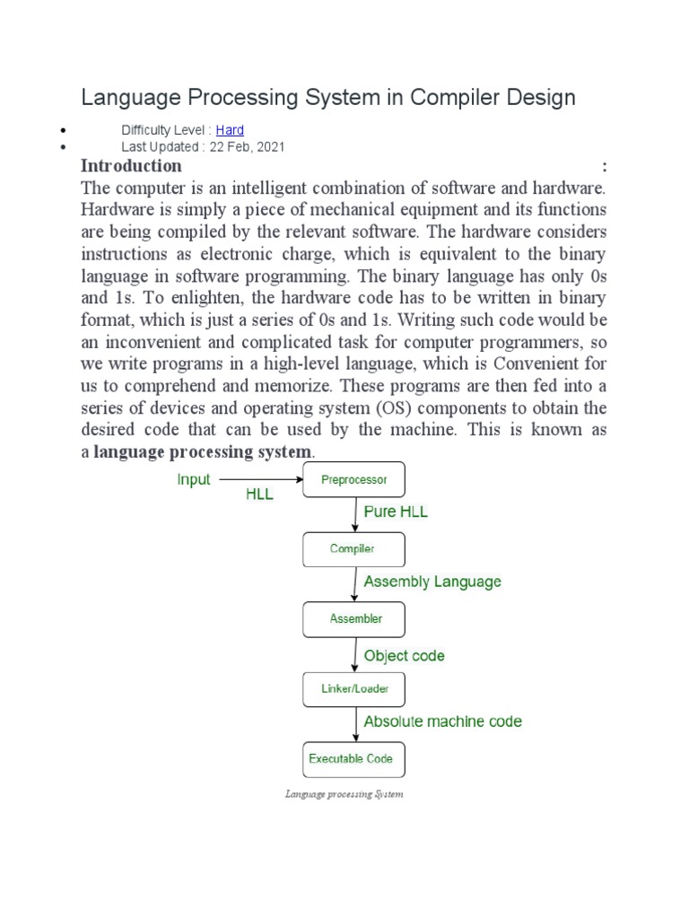 Language Processing System in Compiler Design: Difficulty Level: Last Updated: 22 Feb, 2021 ...