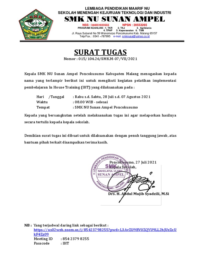 015 Surat Tugas Peserta Iht | PDF | Gaya Hidup