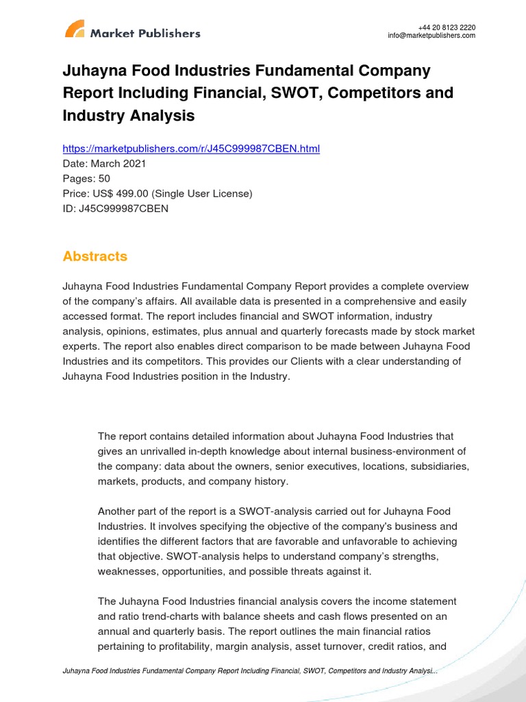 Juhayna Food Industries Swot Analysis Bac | PDF | Swot Analysis ...