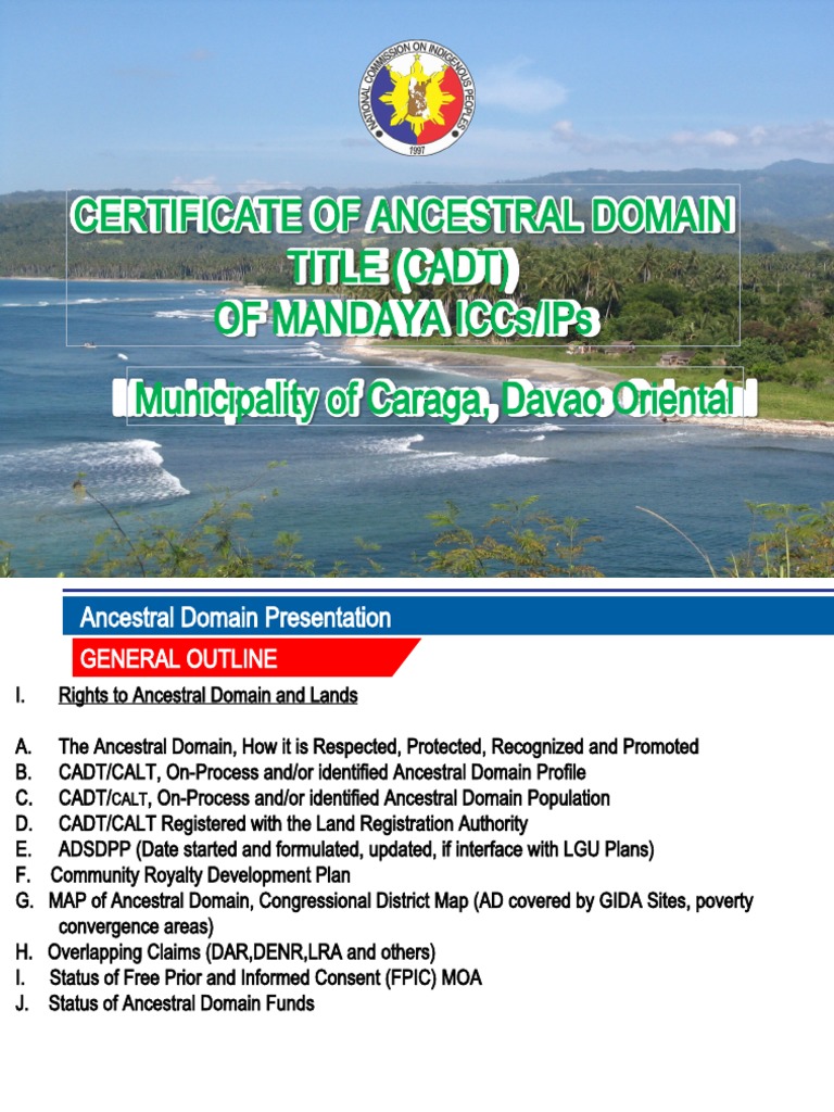 Certificate of Ancestral Domain Title (Cadt) of Mandaya Iccs/Ips ...