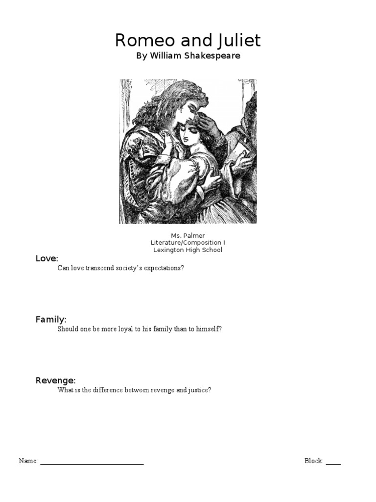 Romeo and Juliet Packet 10-11 | PDF | Romeo And Juliet | Characters In ...