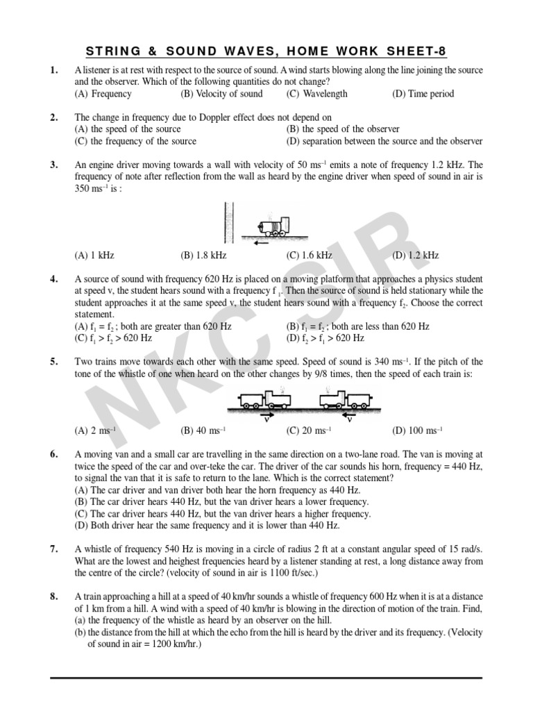String & Sound Waves, Home Work Sheet-8 | PDF | Sound | Frequency