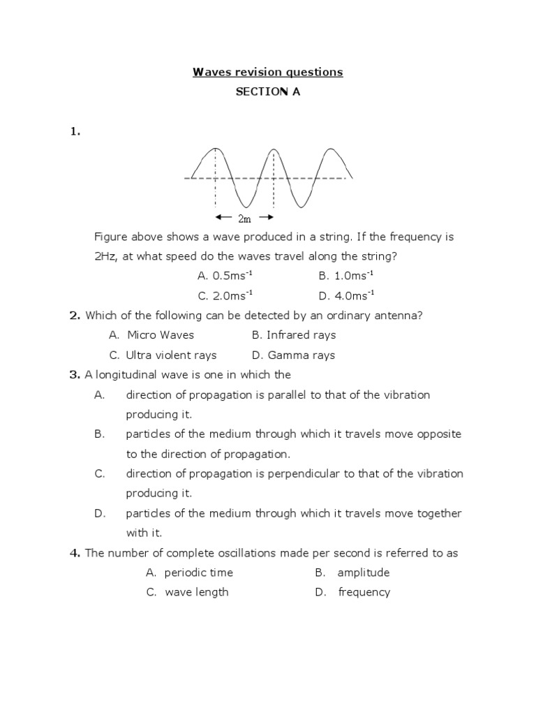 Waves Revision Questions | PDF | Waves | Wavelength