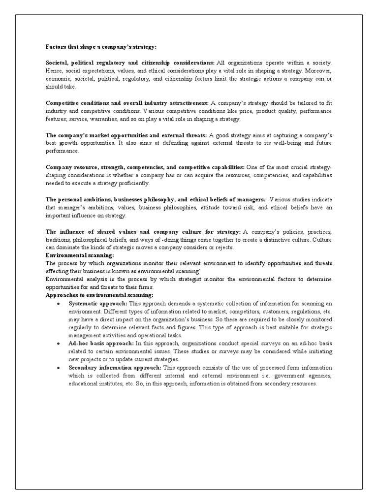 1.3 Factors That Shape A Company Strategy | PDF | Strategic Management ...