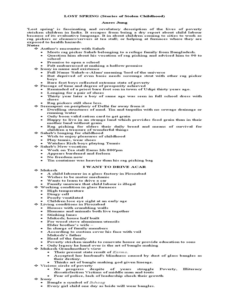 LOST SPRING (Stories of Stolen Childhood) Anees Jung | PDF