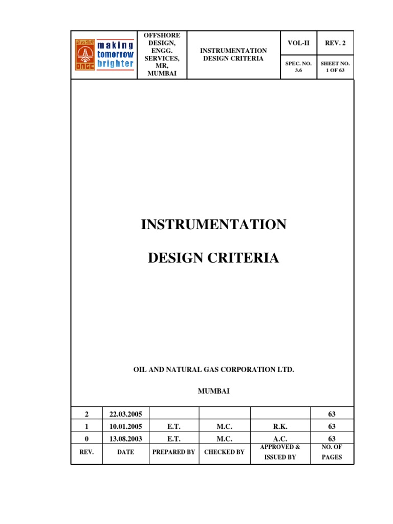 3.6 Instrument Design Criteria - Rev 2 | PDF | Instrumentation | Pipe ...