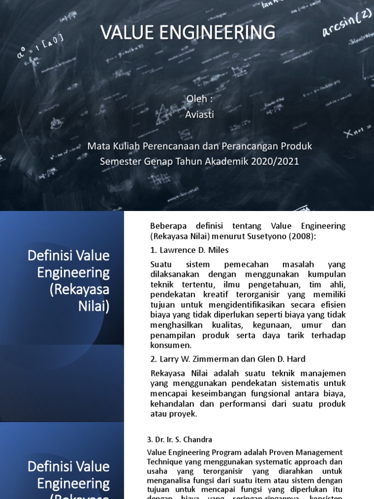 Definisi dan Karakteristik Value Engineering | PDF | Seni | Teknologi ...