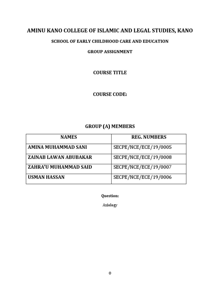 Aminu Kano College of Islamic and Legal Studies, Kano: Course Title ...